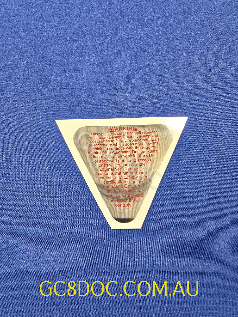 Australian Subaru Under Bonnet ADR "Australian Design Rules" sticker ...